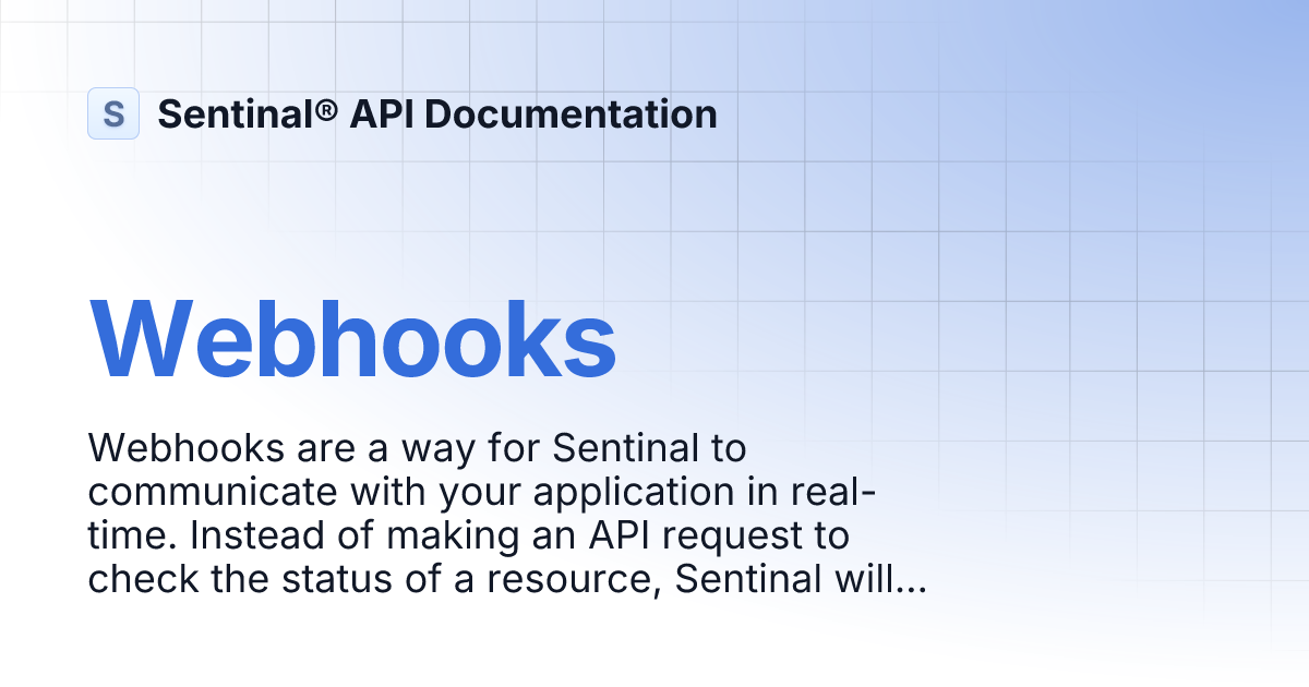 Webhooks | Sentinal® API Documentation